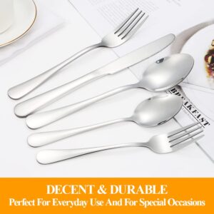 Lazycorner 50 Pcs Silverware Set for 10, Food Grade Stainless Steel Flatware Set Include Fork/Knife/Spoon, Mirror Polished Eating Utensils Sets, Reusable Silverwear Cutlery Set, Dishwasher Safe