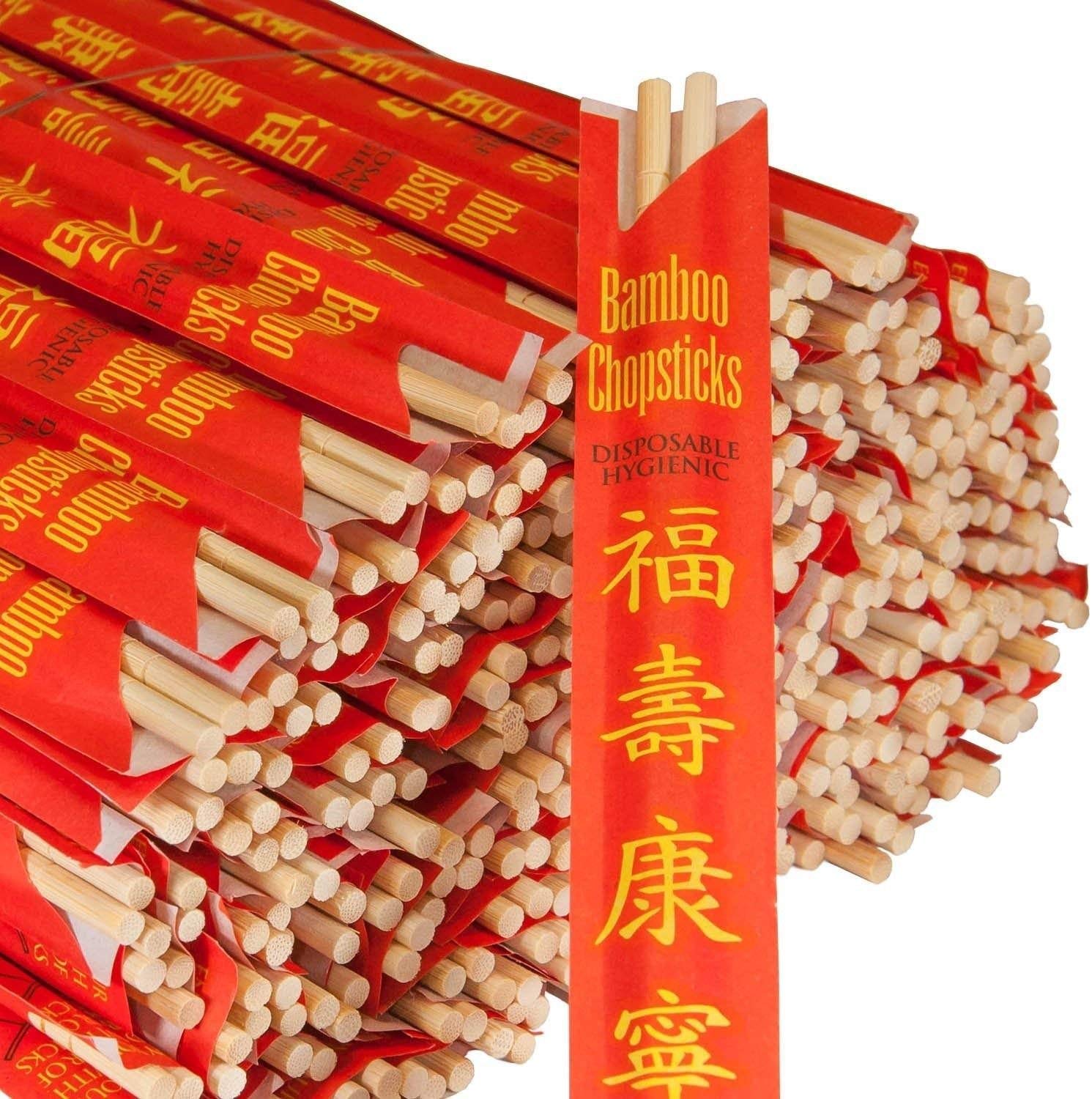 Premium Disposable Bamboo Chopsticks Sleeved and Separated (Bag of 40 Pair)