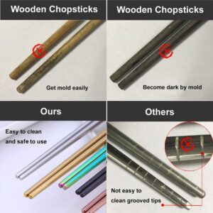 Dtdepth Stainless Steel Chopsticks - 5 Pairs Multicolor Reusable Dishwasher Safe Metal Chopstick - Lightweight Non-Slip 304 Stainless Steel Chop Sticks - Easy to Use and Clean (No Color Fading)