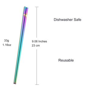 Dtdepth Stainless Steel Chopsticks - 5 Pairs Multicolor Reusable Dishwasher Safe Metal Chopstick - Lightweight Non-Slip 304 Stainless Steel Chop Sticks - Easy to Use and Clean (No Color Fading)