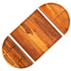 Synergy Loop Large Charcuterie Board & Cheese Board - 3 Part Unique Long & Round Magnetic Set - Acacia Wood Grazing Board - Extra Large Wooden Serving Board Platter - 26x13