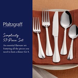 Pfaltzgraff Everyday Simplicity 53-Piece Stainless Steel Flatware Set, Service for 8