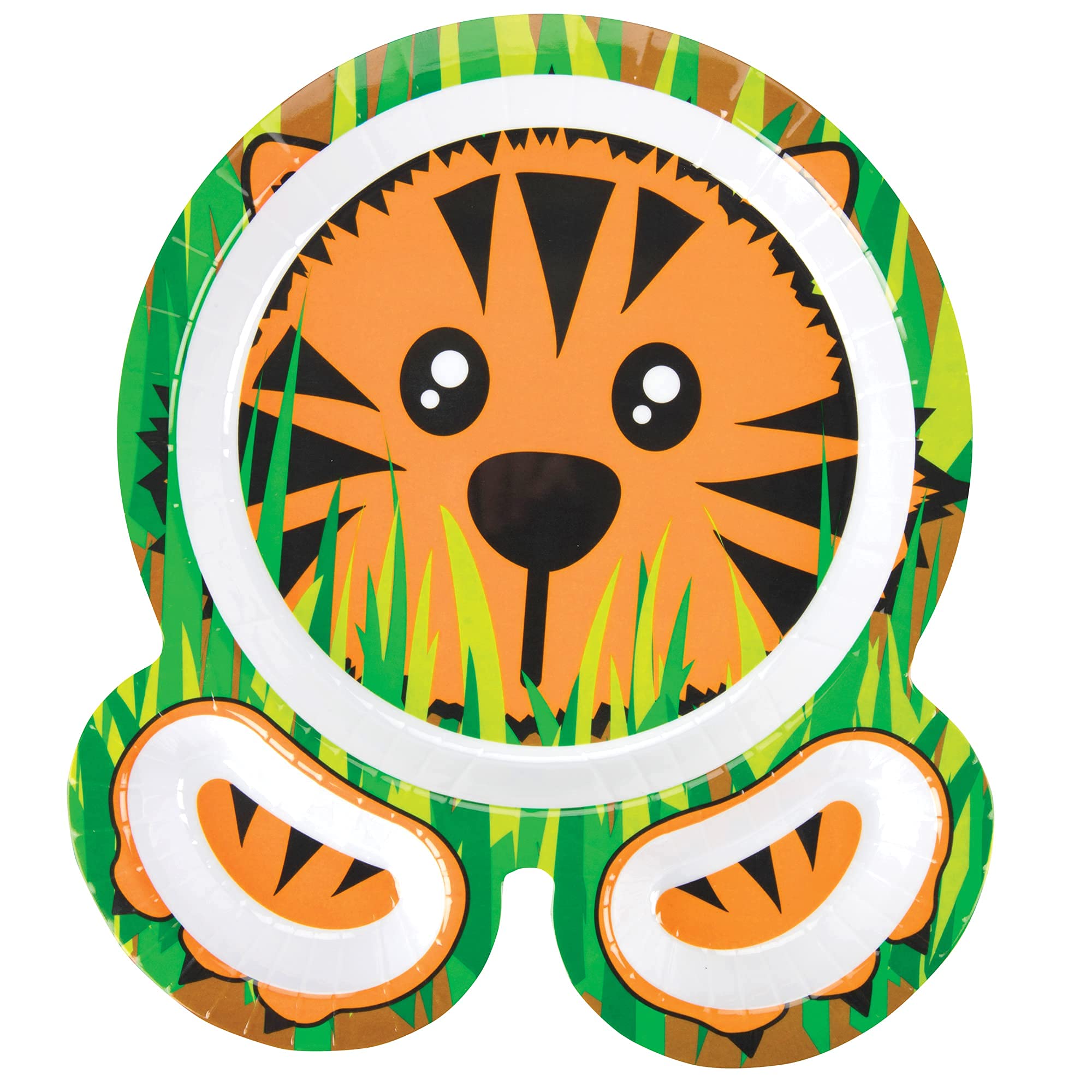 Bentology Zoo Friends Mealtime Melamine Feeding Plates - Set of 4 Different Cute Animal Pal Dishes for Kids - Panda, Alligator, Tiger & Monkey - Divided Compartments, BPA Free