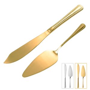 ervilo cake knife and server set, luxury gold cake serving set, cake pie pastry servers, stainless steel cake cutting set perfect for birthday, wedding, parties and events