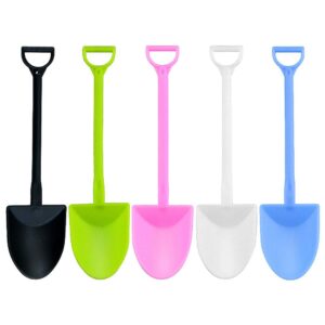 Newbested 100 PCS Colorful Mini Shovel Shape Spoons,Disposable Plastic Ice Cream Dessert Pudding Yogurt Sugar Shovel Spoon(4.8 Inch,Mixed Color)