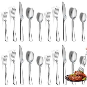 silverware set, 20 piece silverware set service for 4, premium stainless steel flatware set, mirror polished cutlery utensil set, include fork knife spoon set, kitchen utensils, dishwasher safe