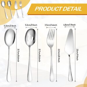 Tanlade 19 Pcs Stainless Steel Serving Utensils Set Flatware Include Spoons Forks Slotted Spoons Soup Ladle Skimmers Pie Server Serving Tongs for Home Buffet Party Breakfast Dinner(Silver, Black)