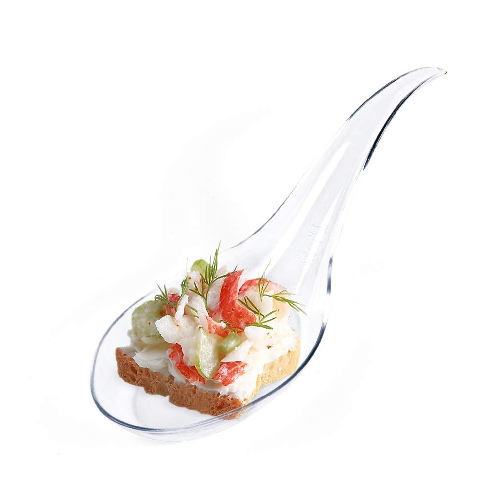 Kingrol 200 Plastic Appetizer Spoons, Disposable Tasting Spoons for Desserts, Hors d'oeuvres, Soups, Sushi, Dipping Sauces