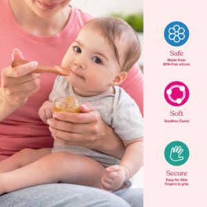 Silicone Baby Spoon Set | Baby Spoons Self Feeding 6 Months | BPA Free Baby Led Weaning Spoons Stage 1 & 2 for Kids 6+ Months | Silicone Baby Feeding Spoon Set - 4 Spoons, Sunrise/French Beige