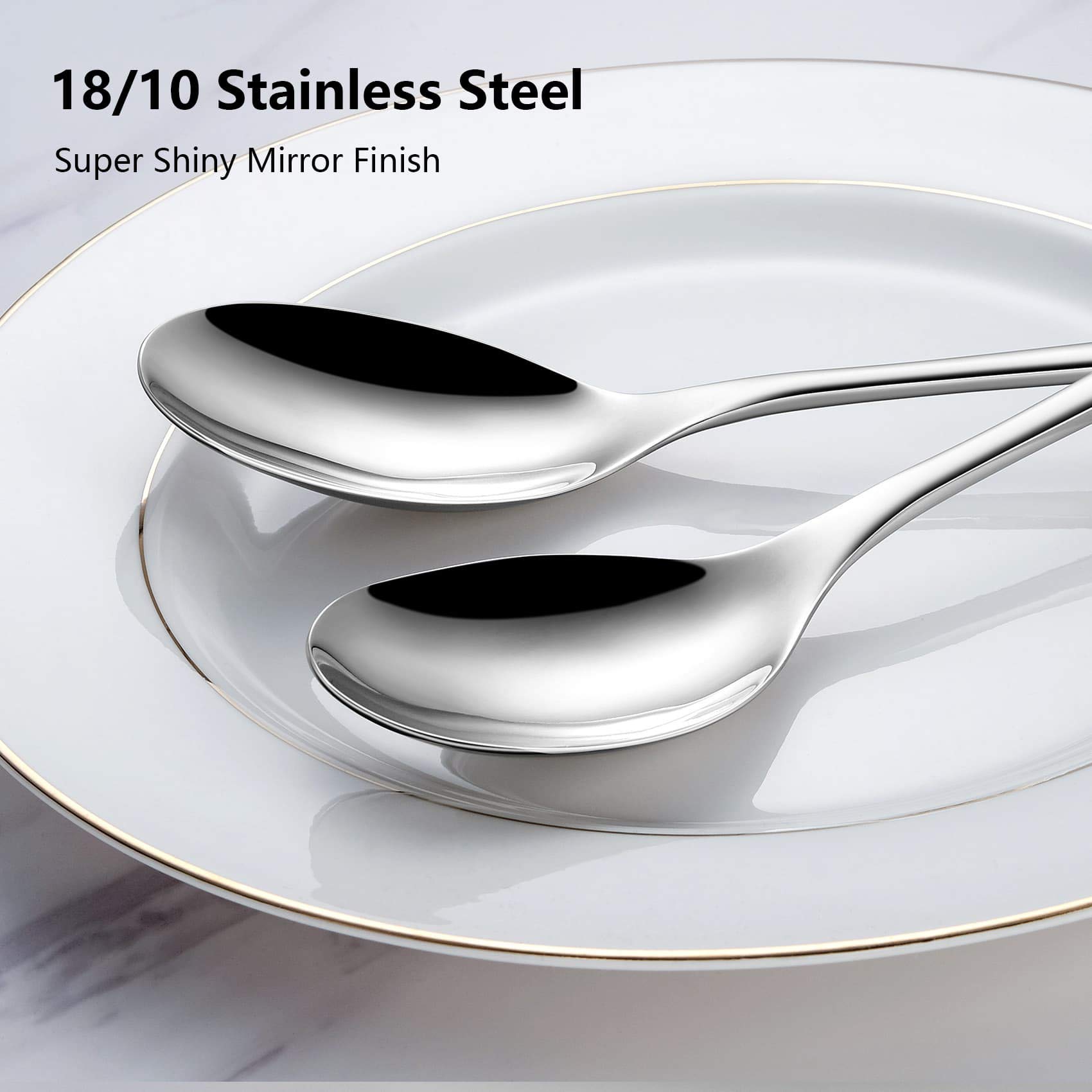 KEAWELL Premium Serving Spoon Set, 18/10 Stainless Steel Large Serving Spoon Tabletop Flatware Serving Utensil Buffet Banquet Serving Tablespoons(pack in 2), Mirror-Polished, Buffet Serving set