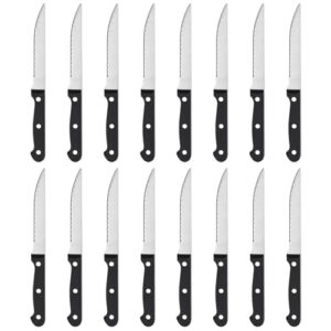 bewos steak knives set of 16, triple rivet steak knives, serrated steak knives, stainless steel serrated blades (4.5”), sharp knifes, dinner knives, dishwasher safe, knives set for home, restaurant