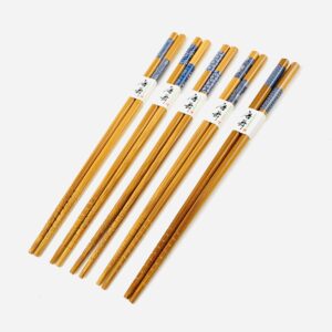 JapanBargain 3671, Bamboo Chopsticks Reusable Japanese Chinese Korean Chopsticks Set Wood Chop Sticks Hair Sticks 5 Pair Gift Set Dishwasher Safe, 9 inch, 1 Pack