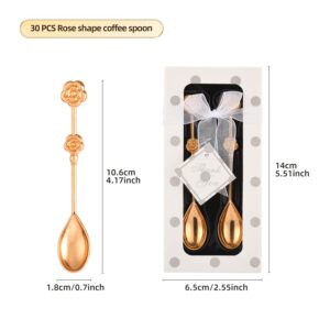 32 Pcs (16 Packs) Rose Flower Shape Drinking&Coffee Spoon Teaspoons for Wedding Gift Tea Party Souvenir or Bridal Shower Favors for Guests with Individual Package