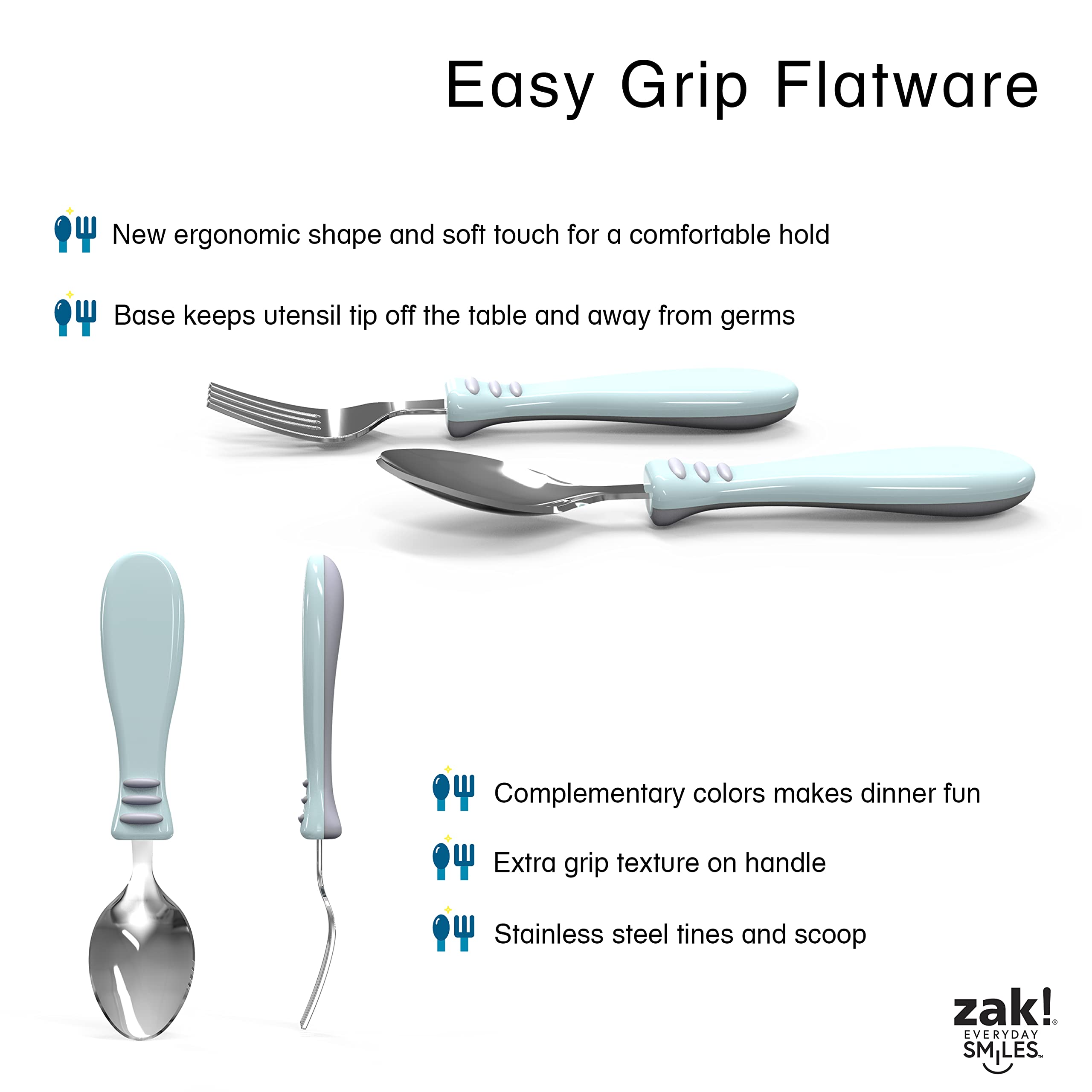 Zak Designs Paw Patrol Easy Grip Flatware Fork And Spoon Utensil Set – Perfect for Toddler Hands With Fun Characters, Contoured Handles And Textured Grips, Paw Patrol Boy