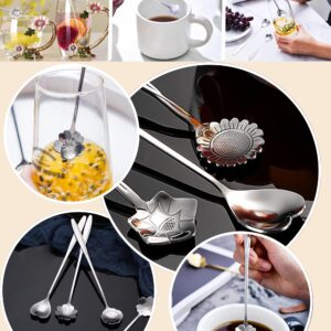 9 Pcs Flower Spoon Coffee Teaspoon Set, ESRISE Stainless Steel Tea Spoon essert Spoon, Cute Demitasse Scoop for Stirring Drink Mixing Milkshake Jam (Silver)