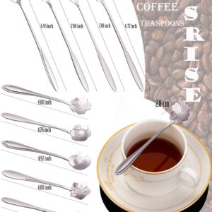 9 Pcs Flower Spoon Coffee Teaspoon Set, ESRISE Stainless Steel Tea Spoon essert Spoon, Cute Demitasse Scoop for Stirring Drink Mixing Milkshake Jam (Silver)