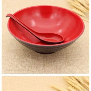 JapanBargain 4623, Set of 2 Soup Spoons wiht Hook Asian Japanese Chinese Wonton Soba Rice Pho Ramen Noodle Soup Spoons, Black/Red Color