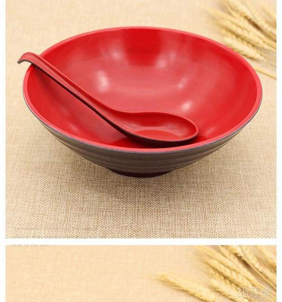 JapanBargain 4623, Set of 2 Soup Spoons wiht Hook Asian Japanese Chinese Wonton Soba Rice Pho Ramen Noodle Soup Spoons, Black/Red Color