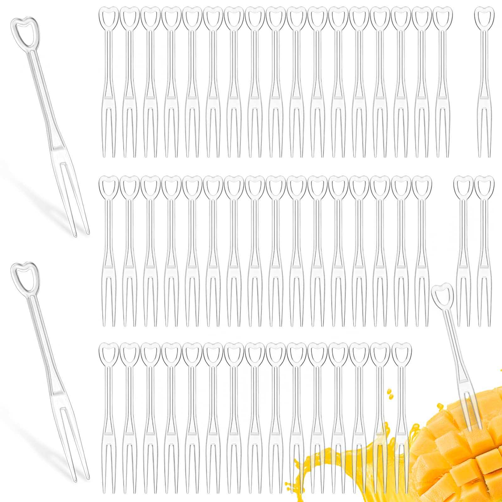 GothaBach 1000Pcs Disposable Plastic Fruit Forks Cake Forks Cutlery Forks Two Prongs Skewers Blunt End Toothpicks Mini Cocktail Tasting Forks Fruit Food Picks for Party and Daily Life