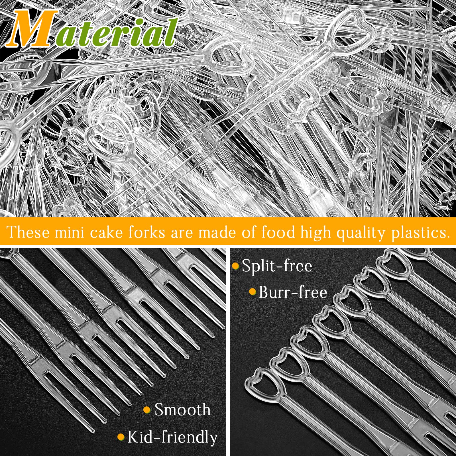 GothaBach 1000Pcs Disposable Plastic Fruit Forks Cake Forks Cutlery Forks Two Prongs Skewers Blunt End Toothpicks Mini Cocktail Tasting Forks Fruit Food Picks for Party and Daily Life