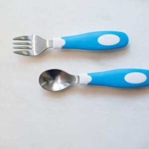 Dr. Brown's Designed to Nourish Soft-Grip Spoon and Fork Set,Blue & White