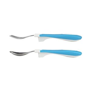 Dr. Brown's Designed to Nourish Soft-Grip Spoon and Fork Set,Blue & White