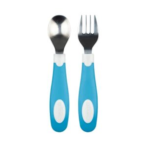 Dr. Brown's Designed to Nourish Soft-Grip Spoon and Fork Set,Blue & White