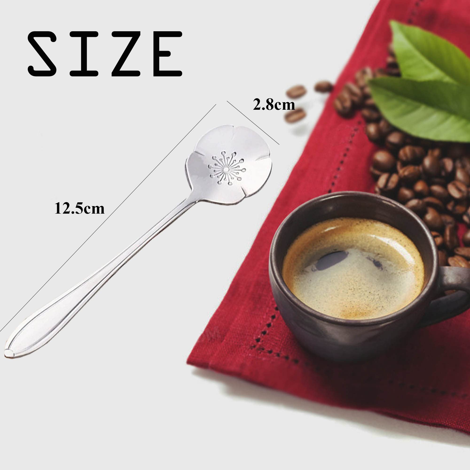 16 Pieces Tea Spoon Coffee Teaspoon Set, PBIEHSR Stainless Steel Flower Spoons for Stirring Drink Mixing Milkshake Jam