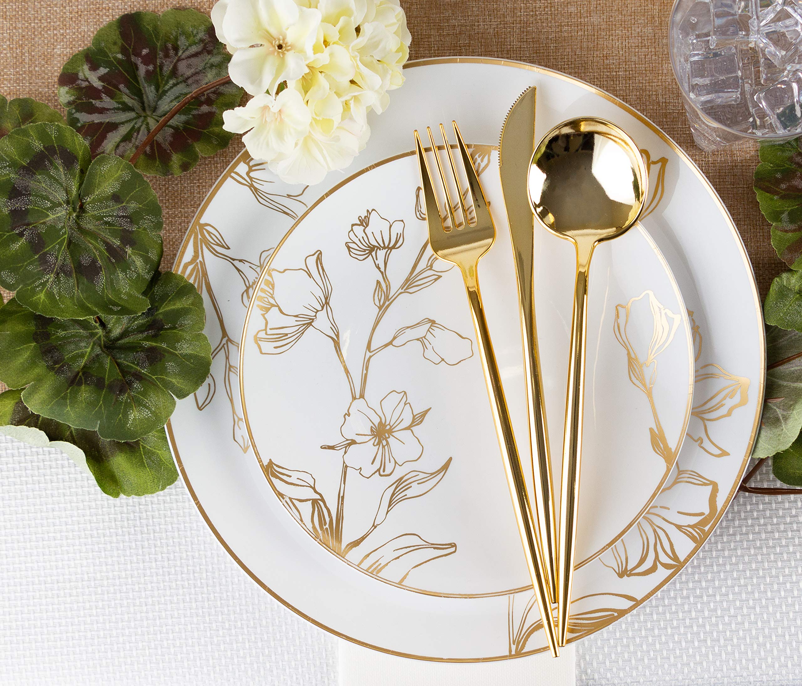 Novelty Modern Flatware, Cutlery, Disposable Plastic Salad forks Luxury Gold 64 Count