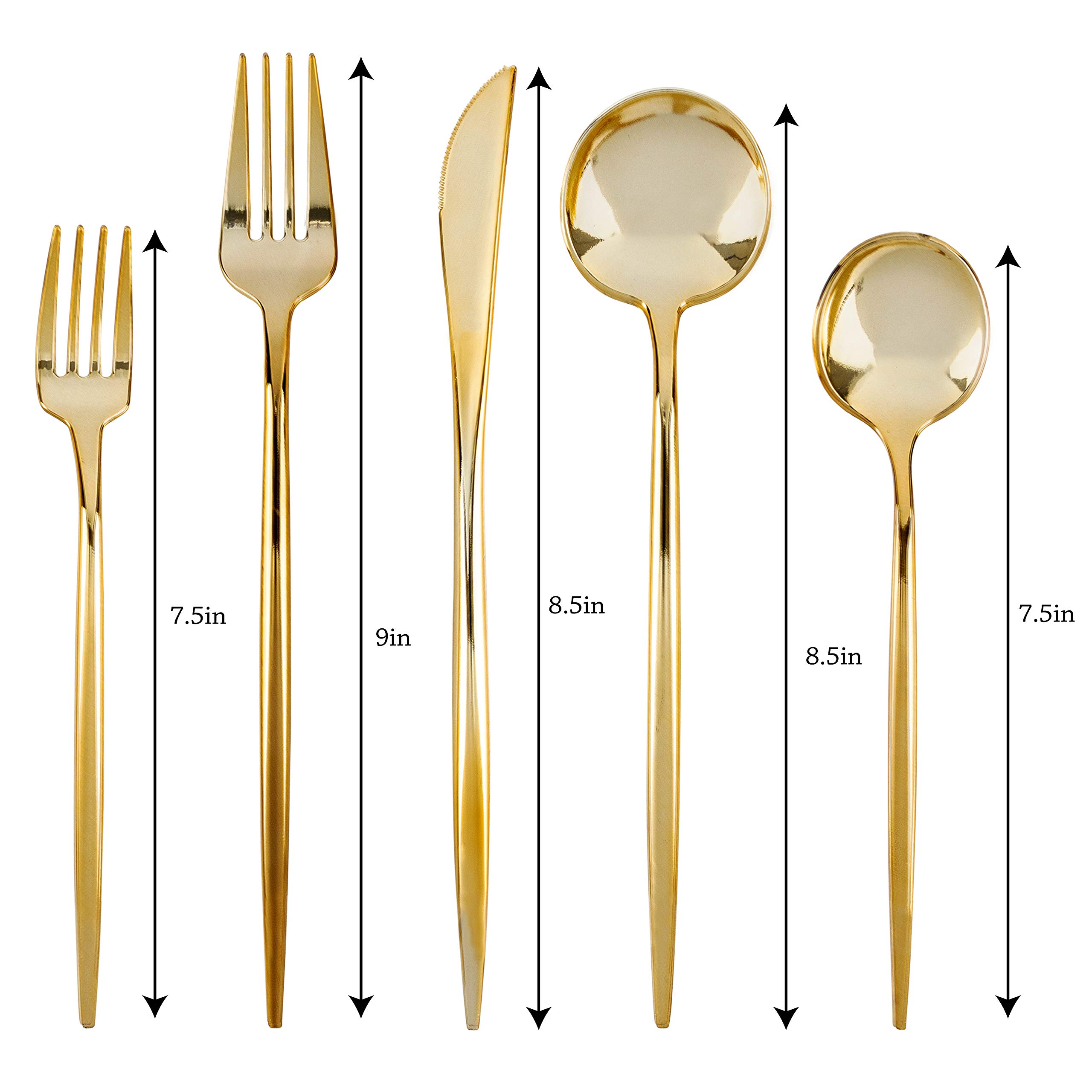 Novelty Modern Flatware, Cutlery, Disposable Plastic Salad forks Luxury Gold 64 Count