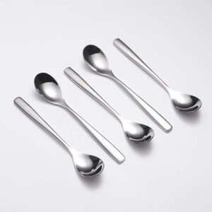 Wenkoni 6.1"Small Dessert Spoons, Yogurt Spoons,Coffee Spoons,Espresso Spoons,Ice Cream Spoons,18/8 (SUS 304) Stainless Steel spoons for Coffee,ice cream,dessert,yogurt,pudding 5 pcs Set.