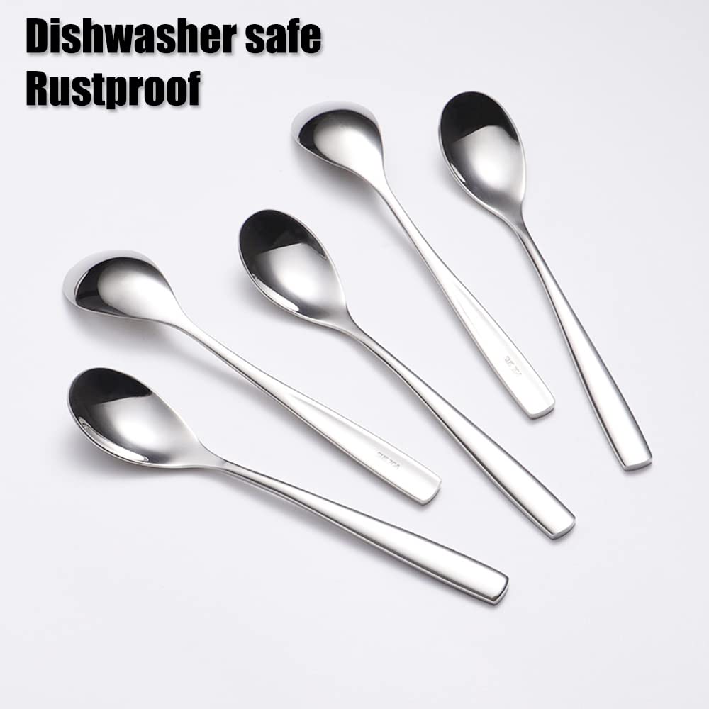 Wenkoni 6.1"Small Dessert Spoons, Yogurt Spoons,Coffee Spoons,Espresso Spoons,Ice Cream Spoons,18/8 (SUS 304) Stainless Steel spoons for Coffee,ice cream,dessert,yogurt,pudding 5 pcs Set.