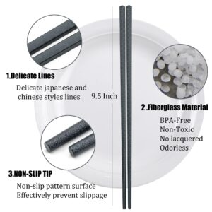 SUPJOYES Reusable Fiberglass Chopsticks - Japanese Chinese Chopsticks Dishwasher Safe, 5 Pairs Chop Sticks Gift Set