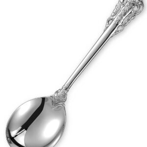 KEAWELL Gorgeous Round Soup Spoon, Set of 4, 18/10 Stainless Steel, Luxury Bouillon Spoon, Dishwasher Safe, Fine Mirror Polished (Silver)