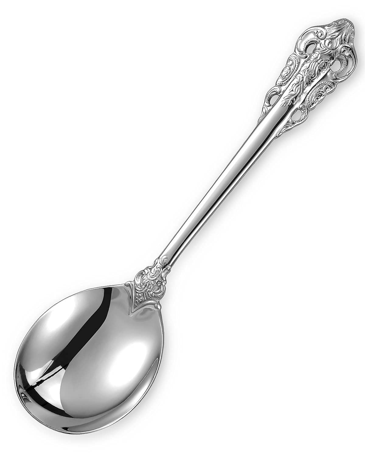 KEAWELL Gorgeous Round Soup Spoon, Set of 4, 18/10 Stainless Steel, Luxury Bouillon Spoon, Dishwasher Safe, Fine Mirror Polished (Silver)