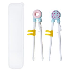 kids chopsticks - 2 pairs cute donut lollipop cartoon design plastic training chopsticks for kids beginners, chopstick trainer/helper