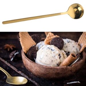 6 Pcs Coffee Spoons Stainless Steel Tea Spoons Round Dessert Spoons Long Handle Spoons for Hot Chocolate Ice Tea Latte Dessert Espresso Golden