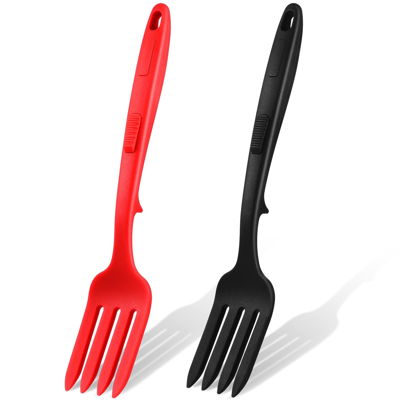 2 Pcs Silicone Flexible Fork Silicone Fork Heat-Resistant Cooking Fork Dishwasher Safe Blending Fork Kitchen Non Stick Fork Ultimate Fork for Mix Ingredients, Mash Food, Whisk Eggs (Red, Black)