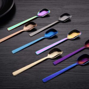 GoGeiLi Yogurt Spoon, Stainless Steel Gelato/Ice Cream Spoon, Multi-color Fruit Spoon, Dessert Spoon, 6.4-inch, Set of 6