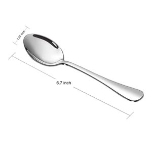 OLAT 12-Piece Teaspoons Pack, Food-Grade Stainless Steel Dessert Spoon Set of 12 (Silver 6.7 Inches)