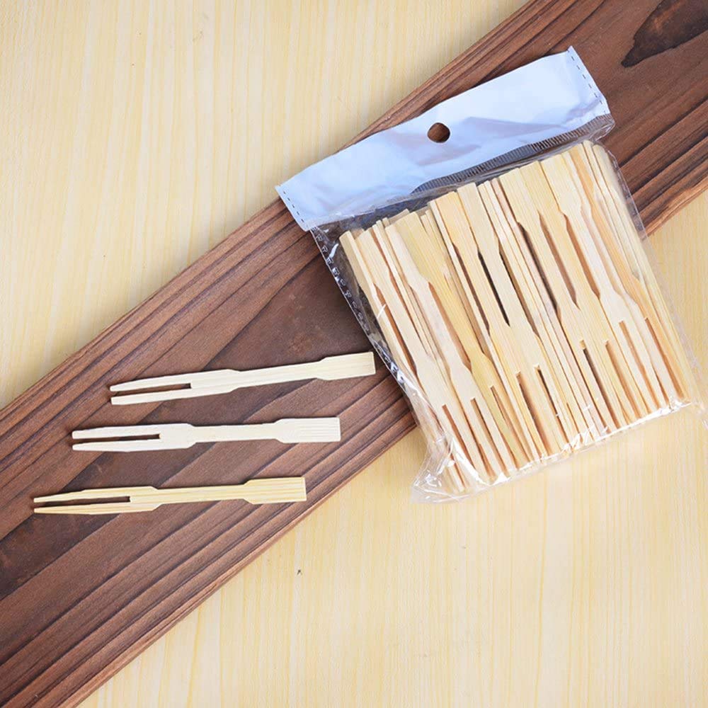 UPlama 750Pcs Bamboo Forks,Wooden Appetizer Forks for Appetizer, Cocktail, Fruit, Pastry, Dessert,3.4inch