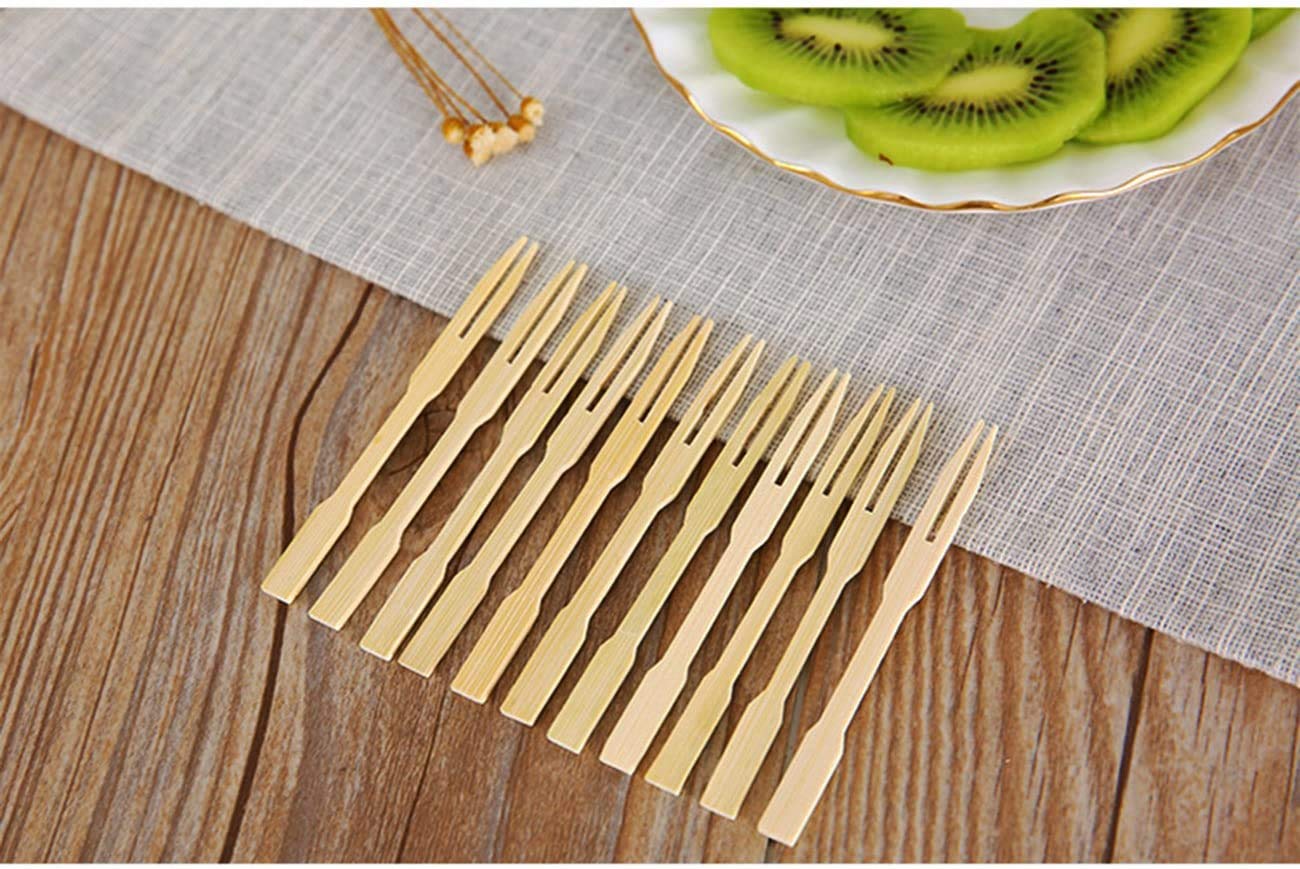 UPlama 750Pcs Bamboo Forks,Wooden Appetizer Forks for Appetizer, Cocktail, Fruit, Pastry, Dessert,3.4inch