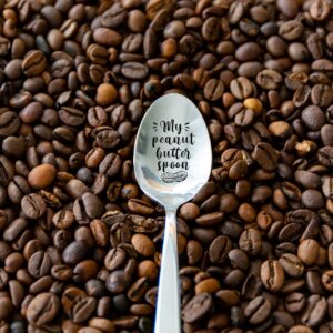 HSSPIRITZ My Peanut Butter Spoon Funny Engraved Stainless Steel Spoon,Best Peanut Butter Lovers coffee Spoon Gift,Gift for Moms Dad Boy Girl Kids Birthday Christmas Valentine's Day Easter Basket Gifts