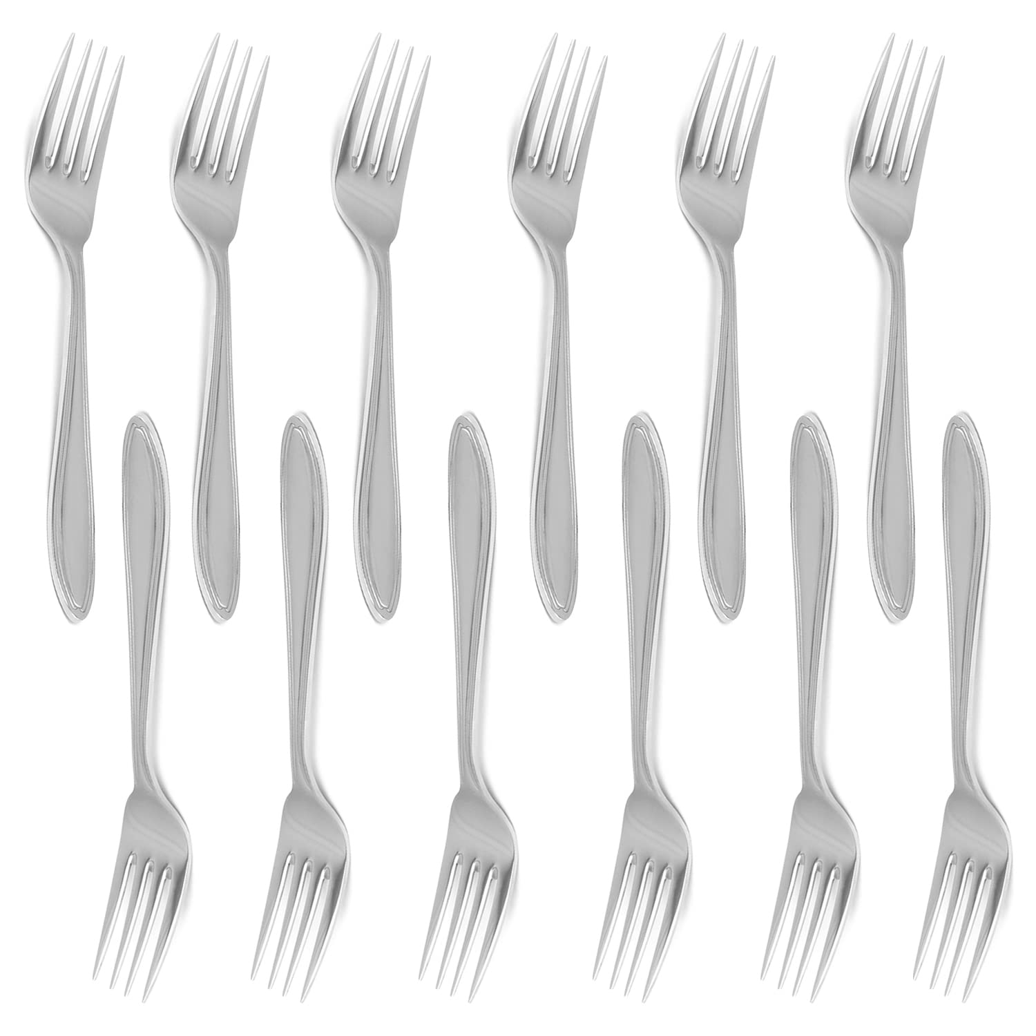 Royal 12-Piece Mini Dessert Forks Set - 18/10 Stainless Steel, 6.0" Mirror Polished Flatware Utensils - Great for Tastings, Cakes, and Using in Home, Kitchen, or Restaurant