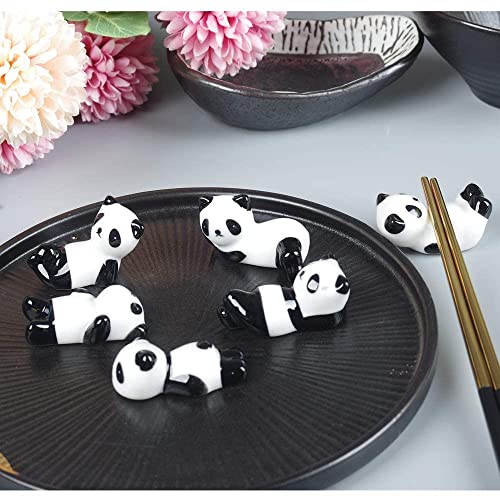 6PCS Cute Ceramic Panda Chopsticks Rest Rack Stand Holder for Chopsticks, Ceramic Ware Chopsticks Stand Rest Rack，Gift for Boys Girls Kids