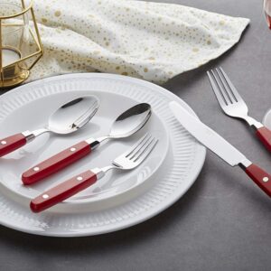 ANNOVA Silverware Set 20 Pieces Stainless Steel Cutlery Color Handle With Rivet/Retro Flatware - 4 x Dinner Knife; 4 x Dinner Fork; 4 x Salad fork; 4 x Dinner Spoon; 4 x Dessert Spoon (Red) Christmas