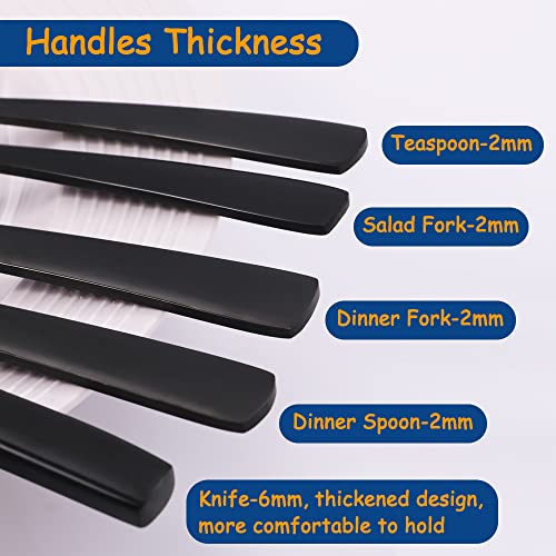 Black Silverware/Flatware/Cutlery Set for 4, 20 Pcs Stainless Steel Utensils Set Service for 4, Modern Kitchen Metal Eating Mirror Polished Tableware Sets Include Knives/Forks/Spoons(Dishwasher Safe)