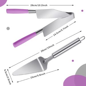 2 Pieces Cake Slicer Cutter Multi Function Stainless Steel Cake Spatula Stainless Steel Cake Server Set for Cakes Pie Desserts Pizza (Pink Purple)