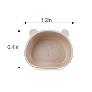 PandaEar Baby led Weaning Supplies BLW, Silicone Suction Toddler Plate Suction Bowl and Spoon for Self Feeding, Toddler Utensils Feeding Set Baby Eating Supplies (Bear Shape Tawny)