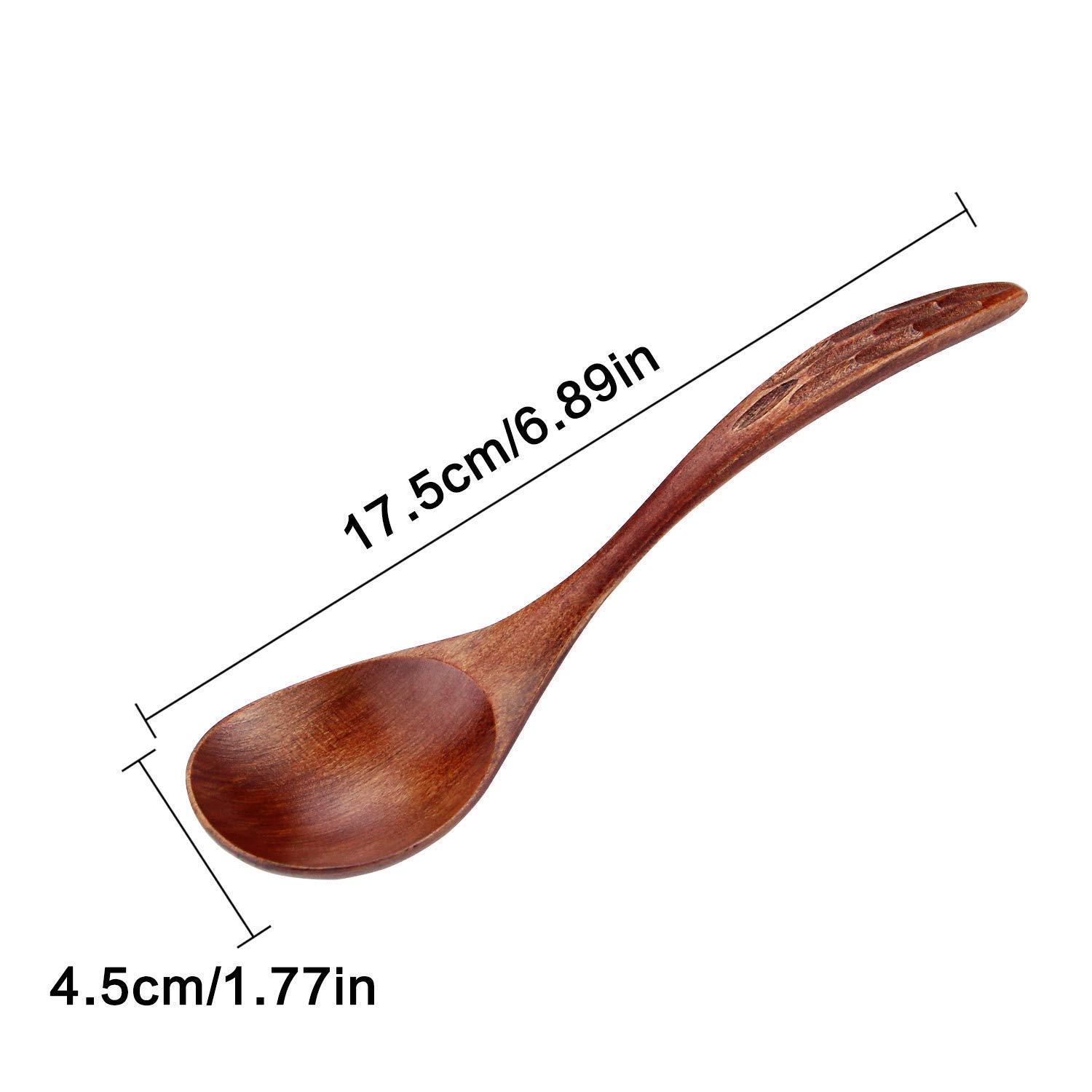 IQCWOOD Wooden Soup Spoons, Magic Spoon, Wooden Spoons for Eating, 6 Pieces 6.8 inch Asian Soup Spoon, Magic Spoon for Salad Desserts, Coffee, Snacks, Cereal, and Fruit